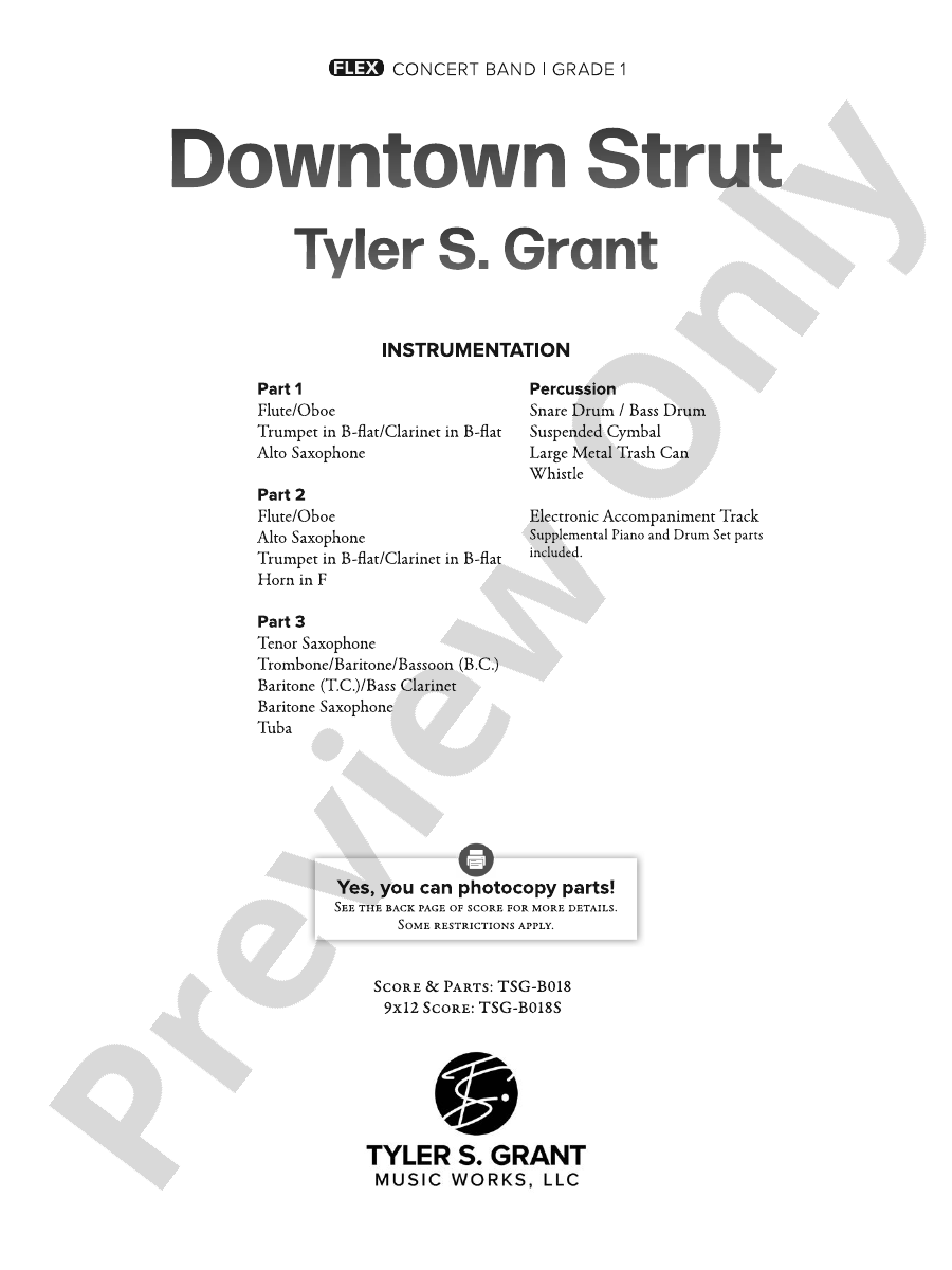 Downtown Strut: Score: Concert Band Score - Digital Sheet Music Download
