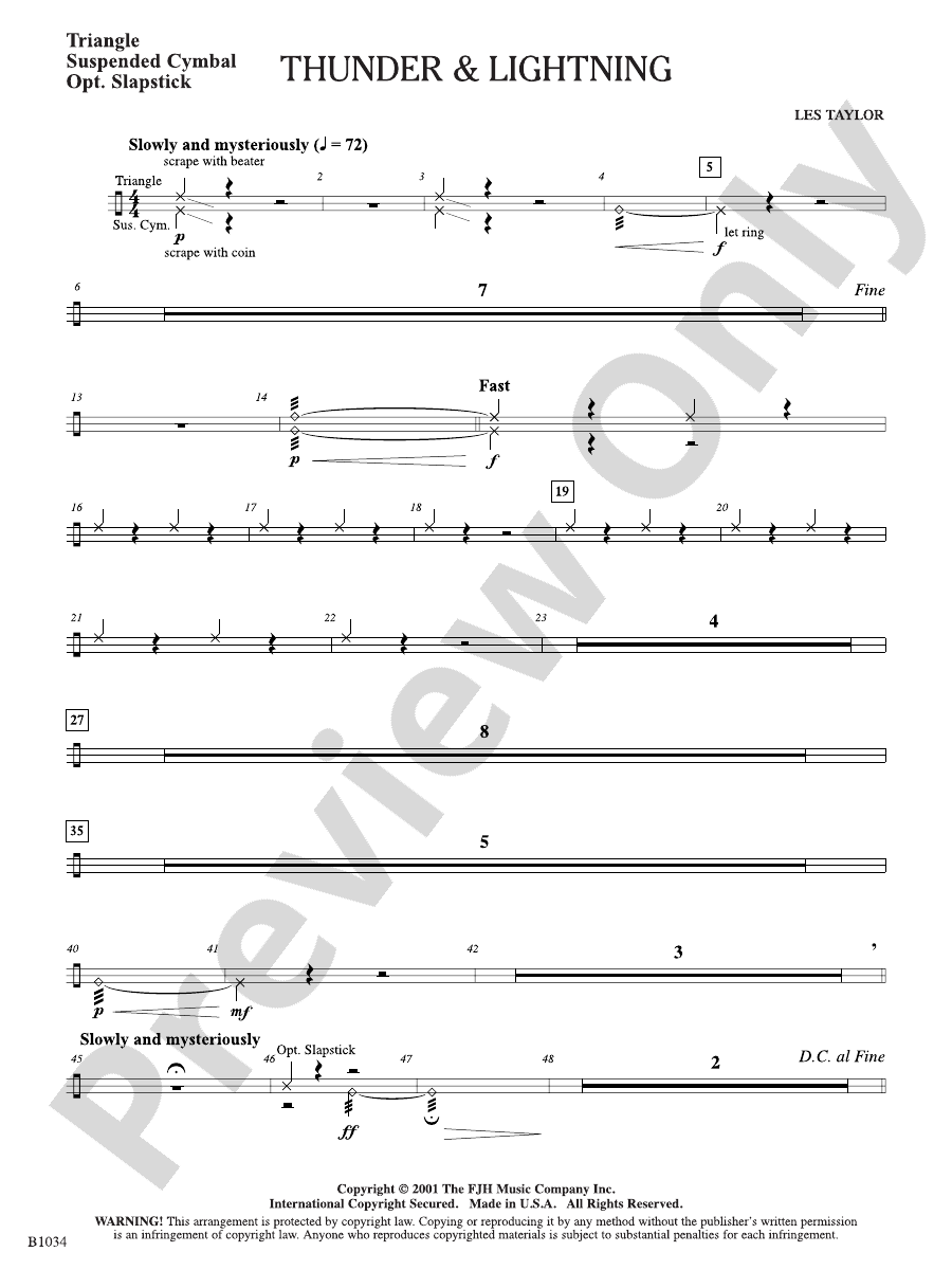 Thunder & Lightning: Percussion: Percussion Part: Les Taylor - Digital ...