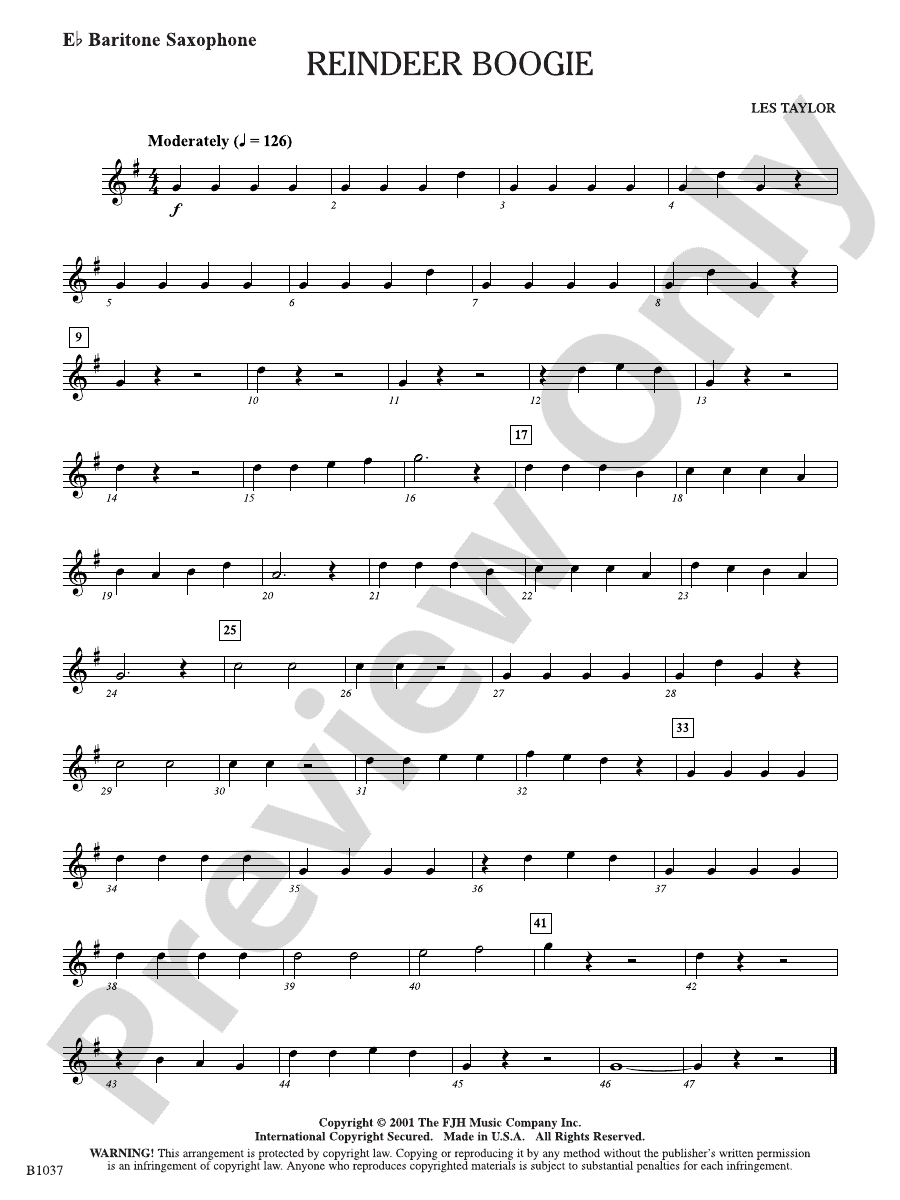 Reindeer Boogie: E-flat Baritone Saxophone: E-flat Baritone Saxophone ...