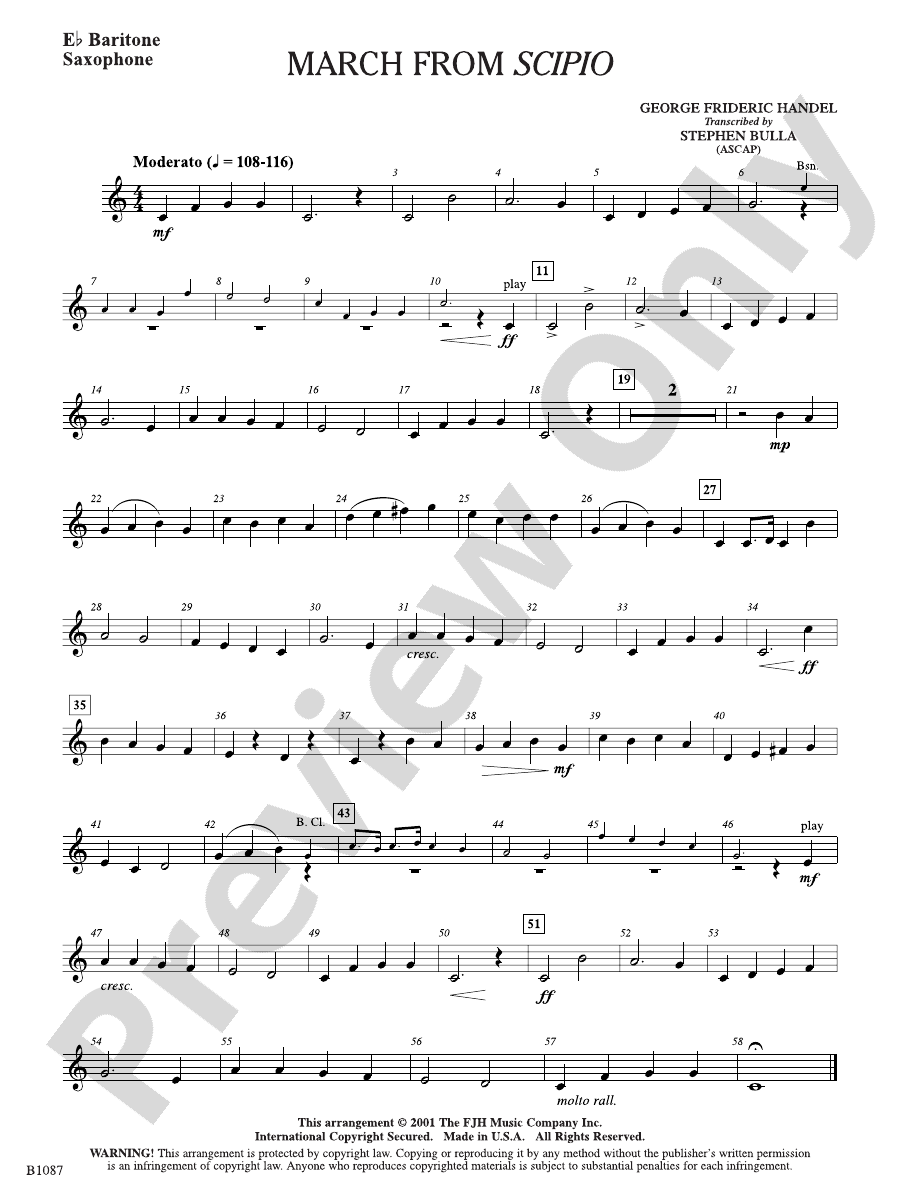 March from Scipio: E-flat Baritone Saxophone: E-flat Baritone Saxophone ...