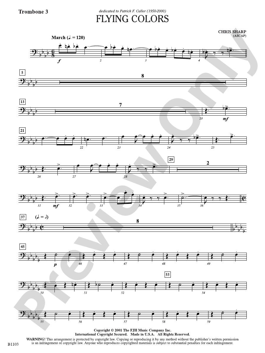 Flying Colors: Trombone 3: Trombone 3 Part: Chris Sharp - Digital Sheet ...