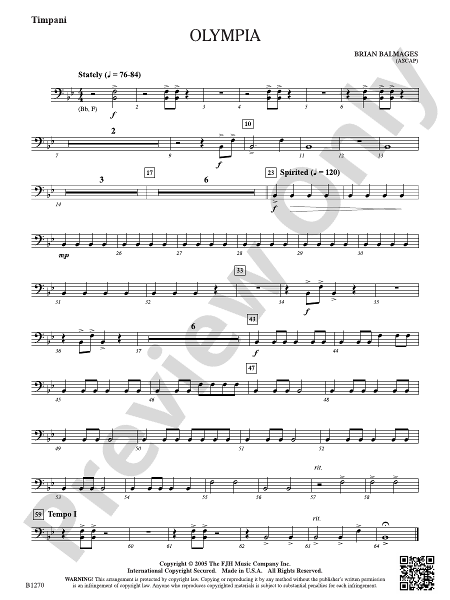 Olympia: Opt. Timpani: Opt. Timpani Part: Brian Balmages - Digital ...