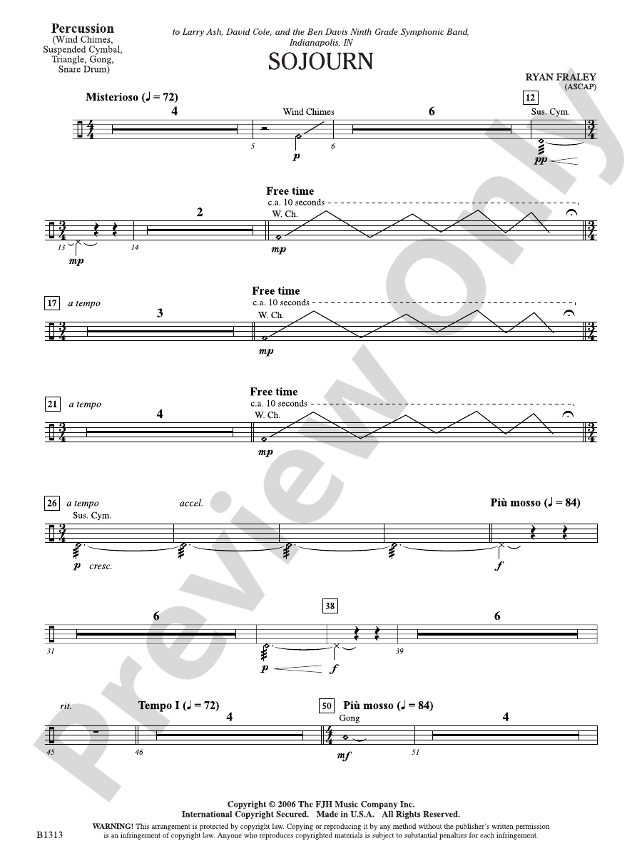 Sojourn: Percussion: Percussion Part: Ryan Fraley - Digital Sheet Music ...
