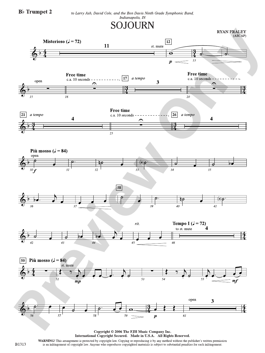 Sojourn: B-flat Trumpet 2: B-flat Trumpet 2 Part: Ryan Fraley - Digital ...