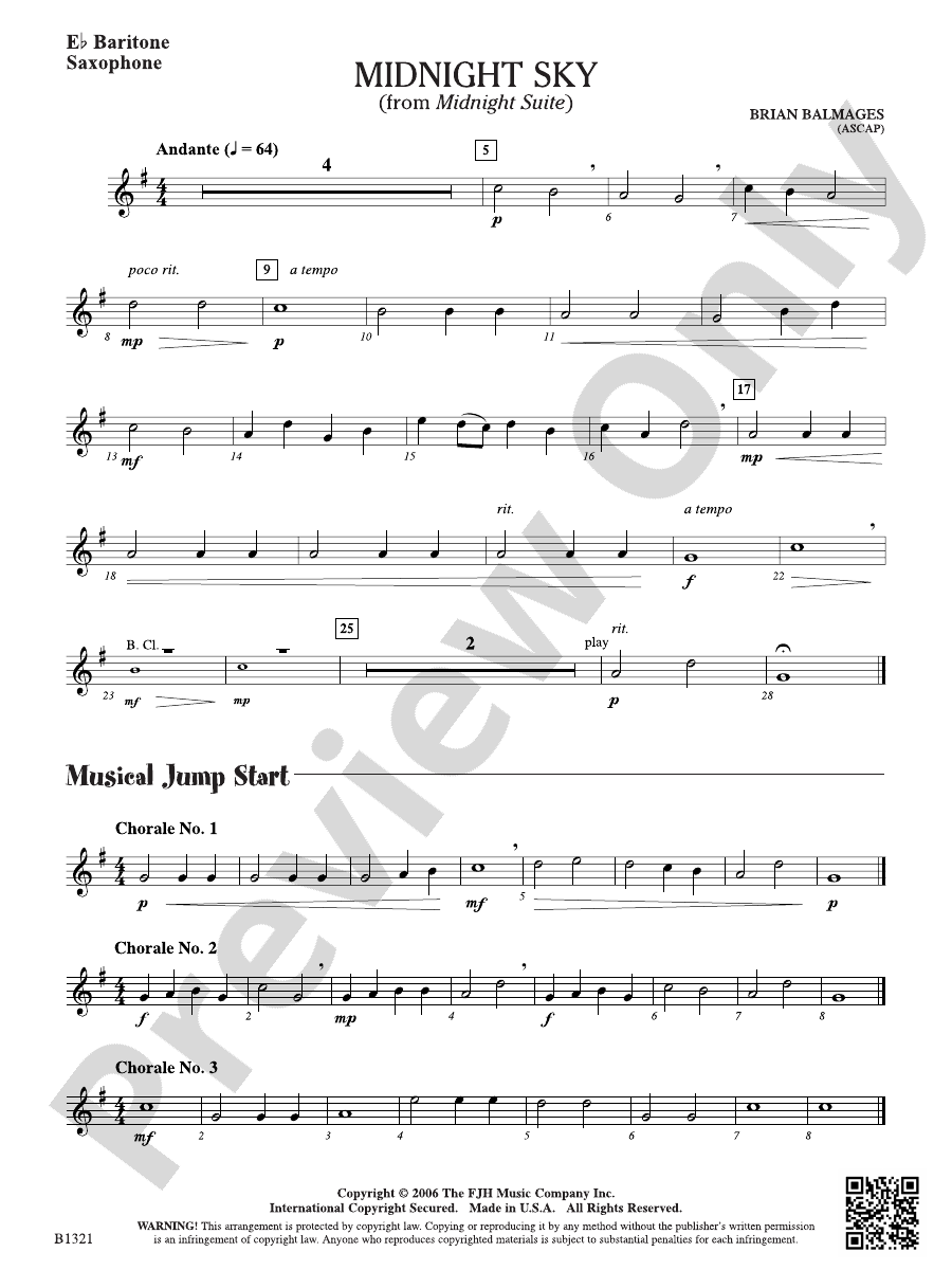 Midnight Sky (from Midnight Suite): E-flat Baritone Saxophone: E-flat ...