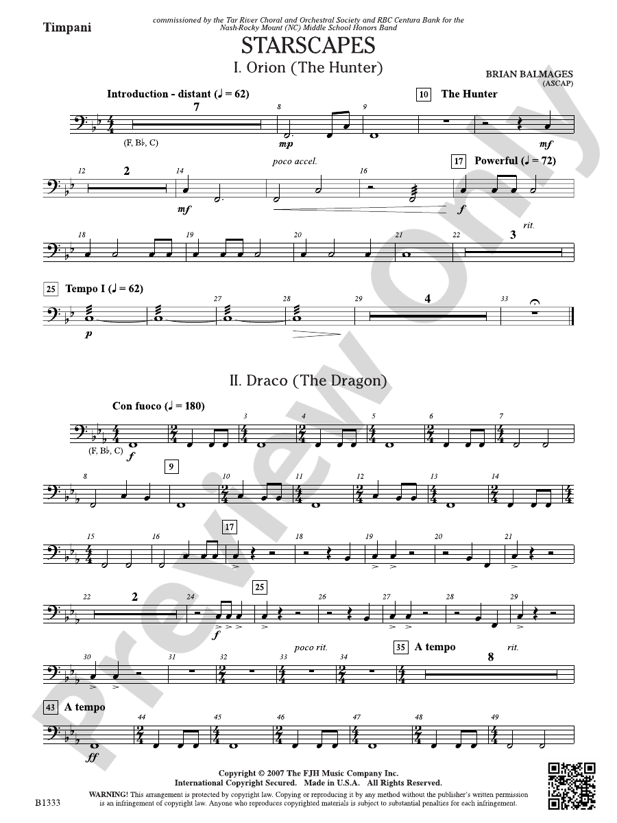 Starscapes: Timpani: Timpani Part: Brian Balmages - Digital Sheet Music Download