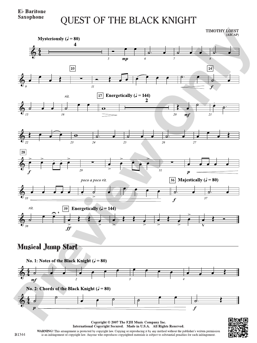 Quest of the Black Knight: E-flat Baritone Saxophone: E-flat Baritone ...