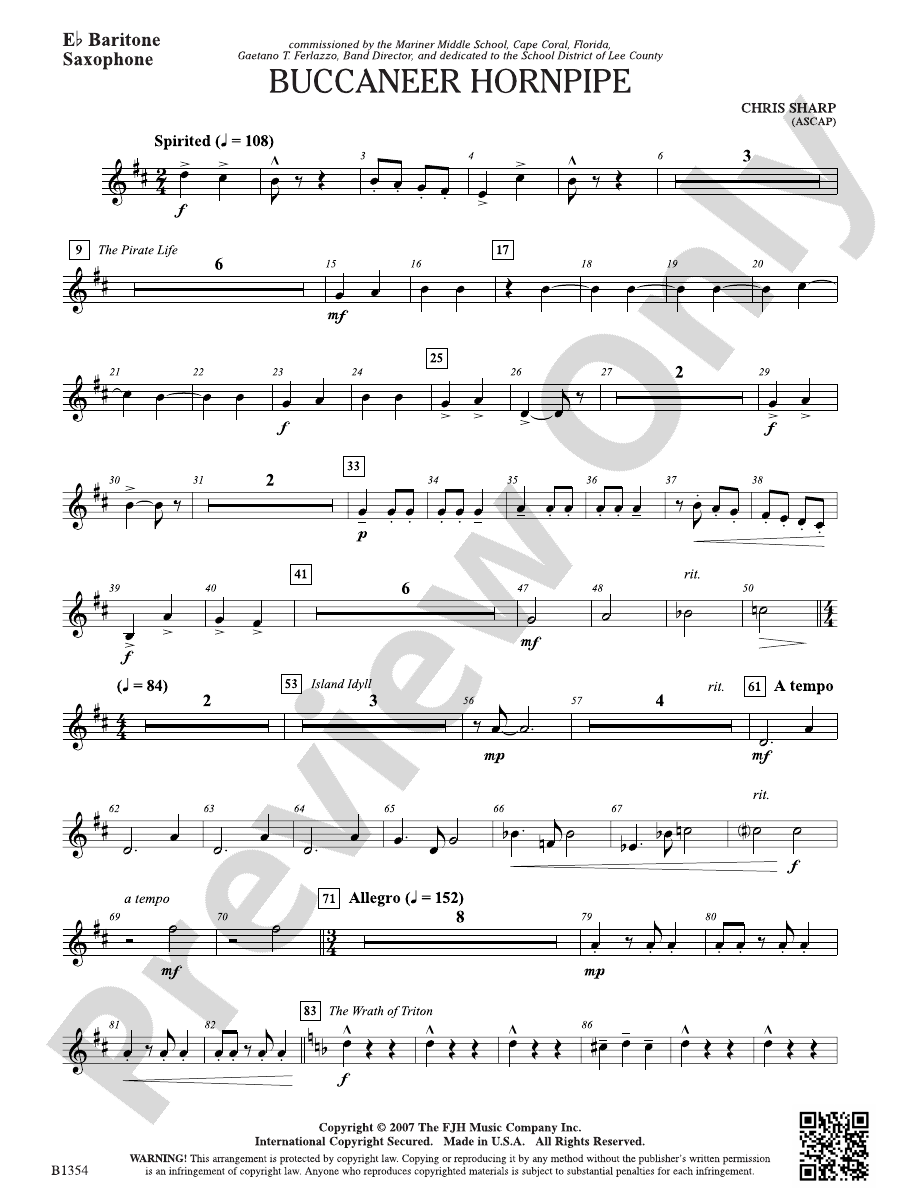 Buccaneer Hornpipe: E-flat Baritone Saxophone: E-flat Baritone ...