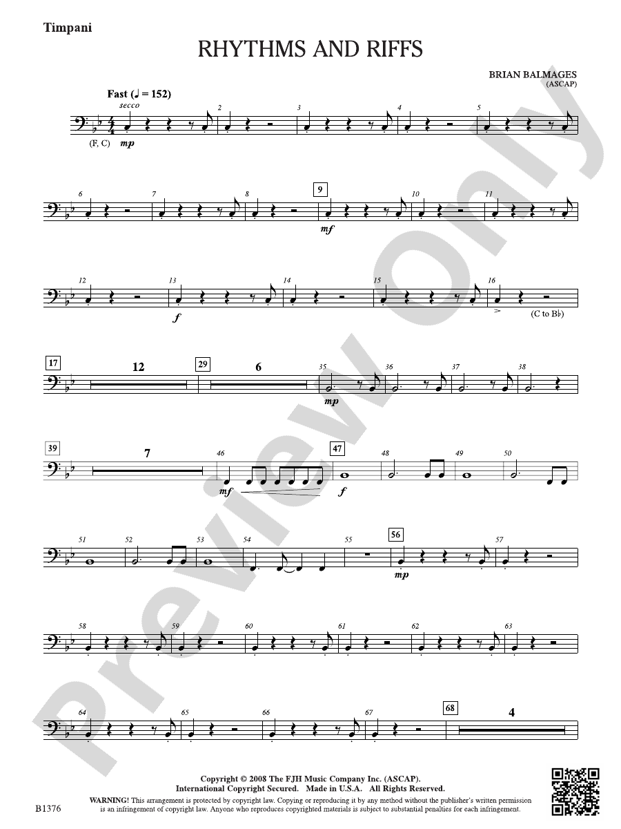 Rhythms and Riffs: Timpani: Timpani Part: Brian Balmages - Digital ...