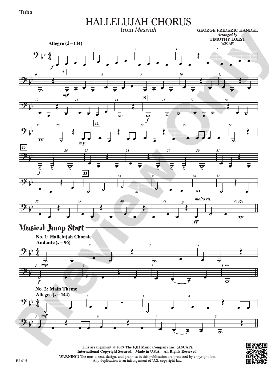Hallelujah Chorus: Tuba: Tuba Part: George Frideric Handel - Digital ...