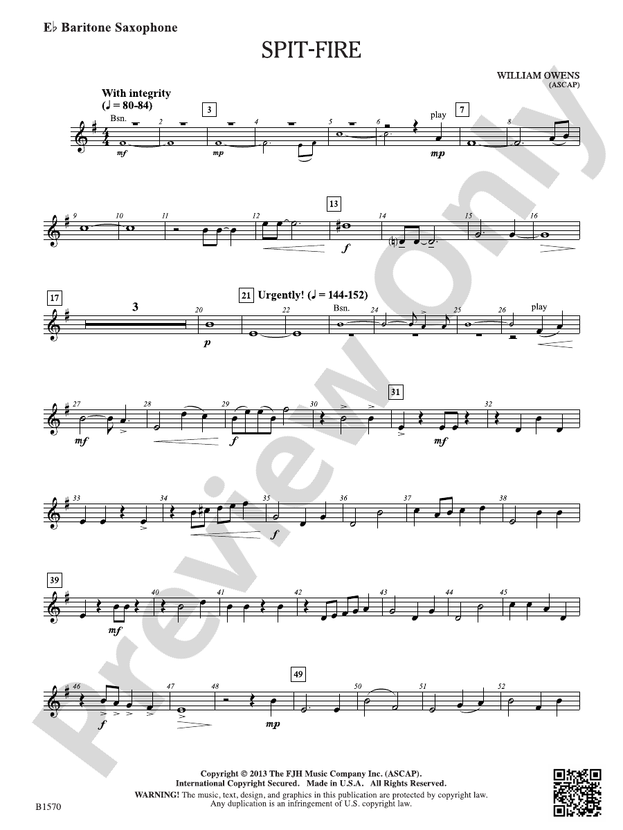 Spit-Fire: E-flat Baritone Saxophone: E-flat Baritone Saxophone Part ...