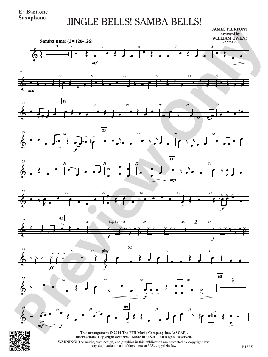 Jingle Bells! Samba Bells!: E-flat Baritone Saxophone: E-flat Baritone ...