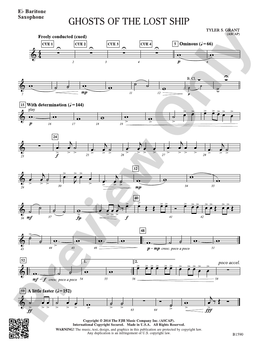 Ghosts of the Lost Ship: E-flat Baritone Saxophone: E-flat Baritone Saxophone Part: Tyler S ...