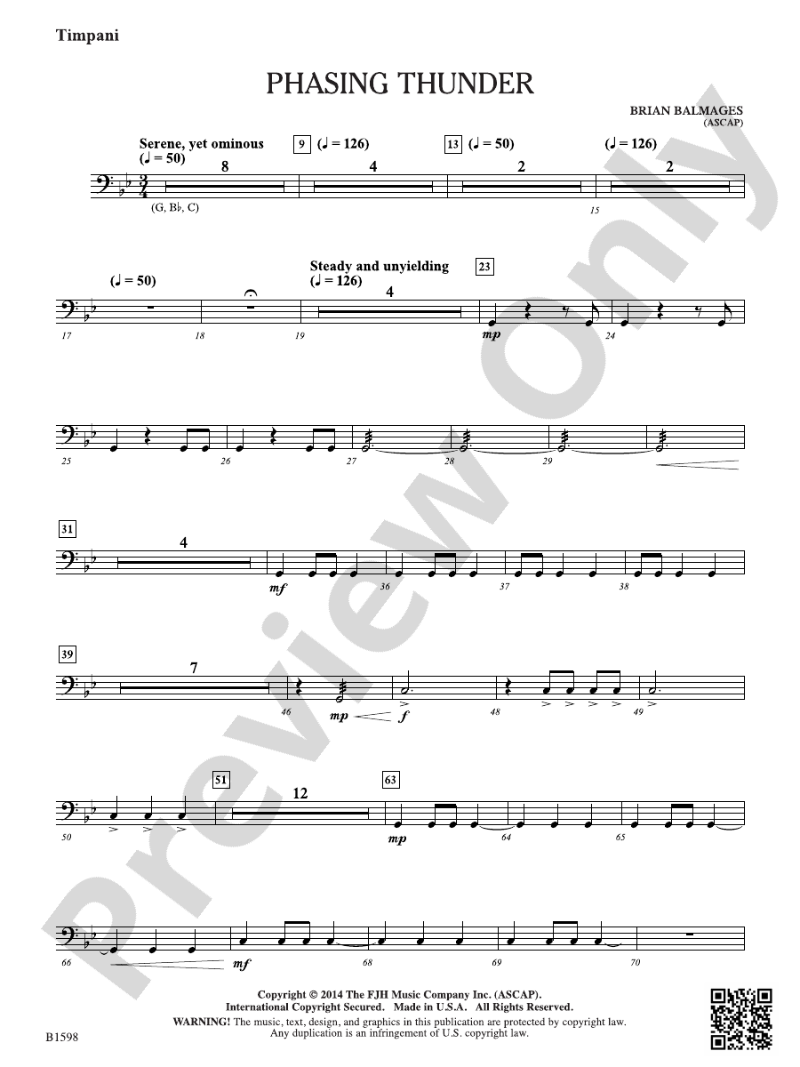 Phasing Thunder: Timpani: Timpani Part: Brian Balmages - Digital Sheet ...