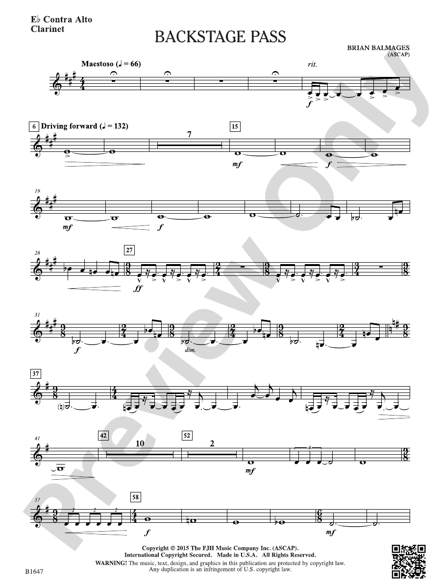 Backstage Pass: E-flat Contra Alto Clarinet: E-flat Contra Alto ...