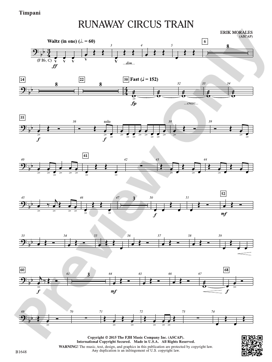 Runaway Circus Train: Timpani: Timpani Part: Erik Morales - Digital ...