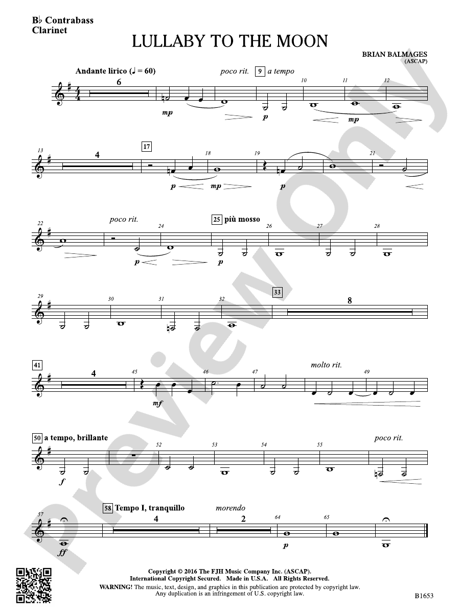 Lullaby to the Moon: B-flat Contrabass Clarinet: B-flat Contrabass ...