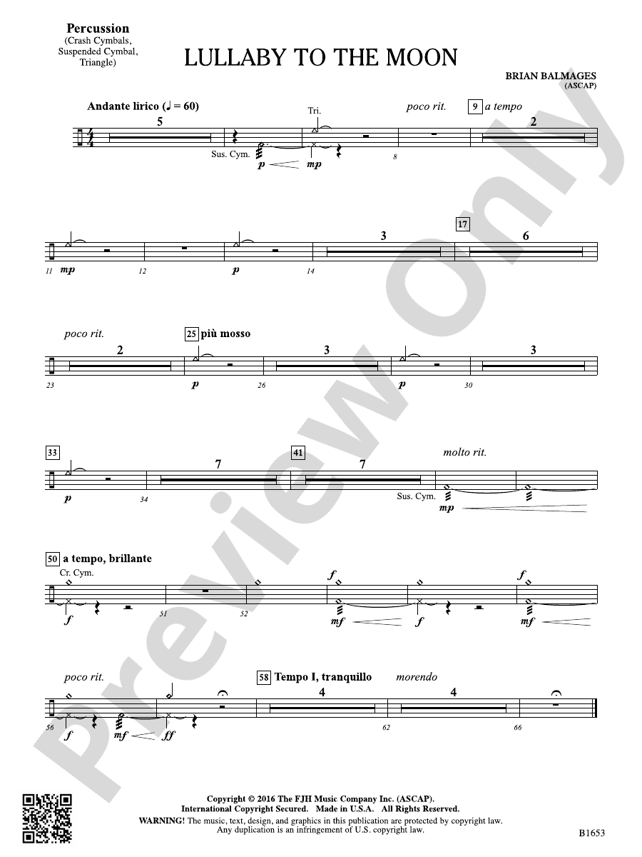 Lullaby to the Moon: Percussion: Percussion Part: Brian Balmages ...