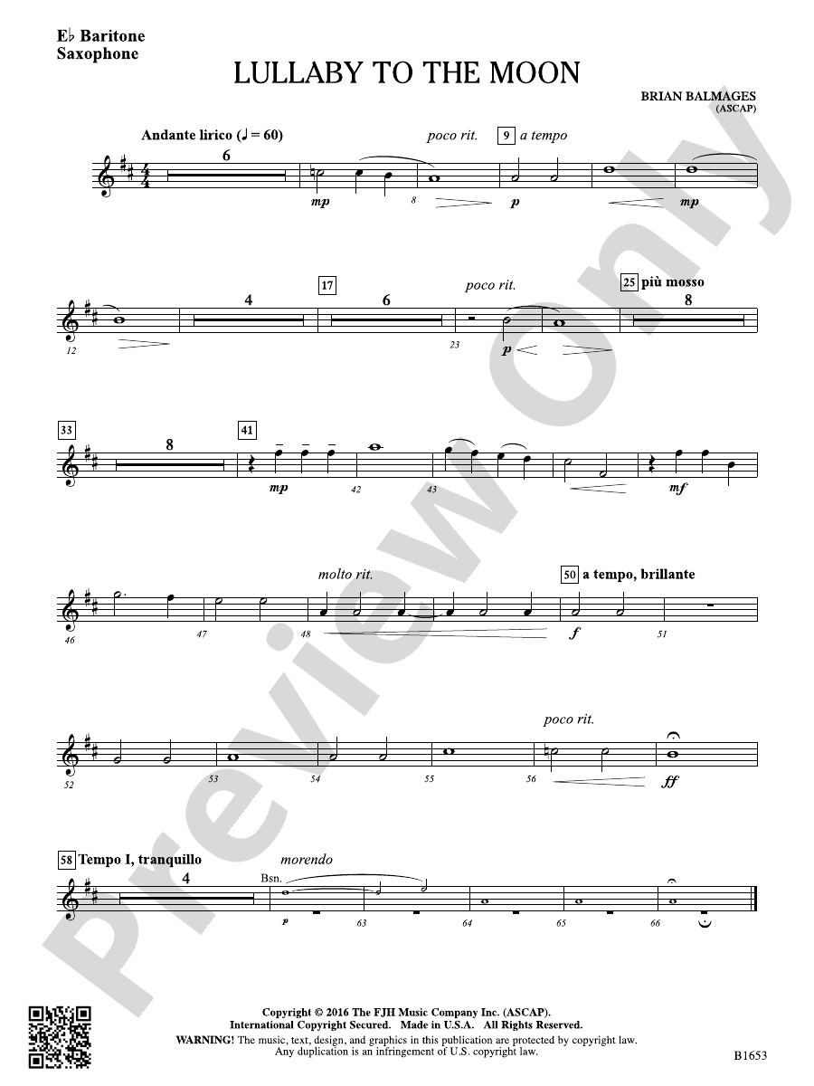 Lullaby to the Moon: E-flat Baritone Saxophone: E-flat Baritone ...