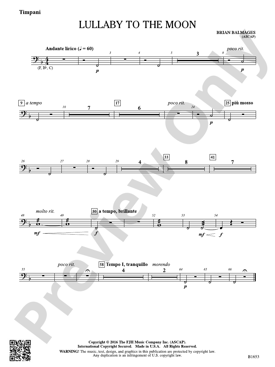 Lullaby to the Moon: Timpani: Timpani Part: Brian Balmages - Digital ...