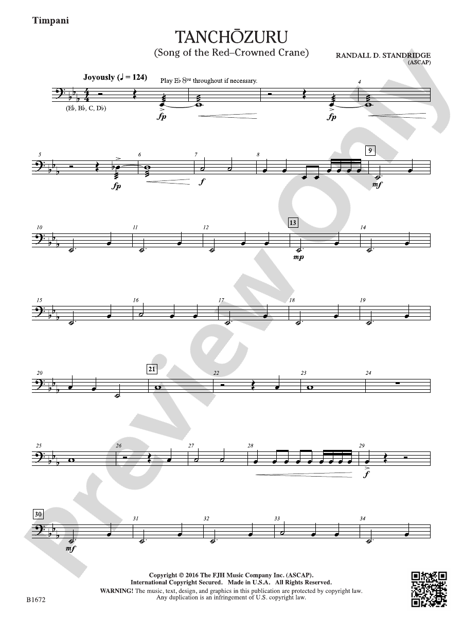 Tanchozuru: Timpani: Timpani Part: Randall D. Standridge - Digital ...