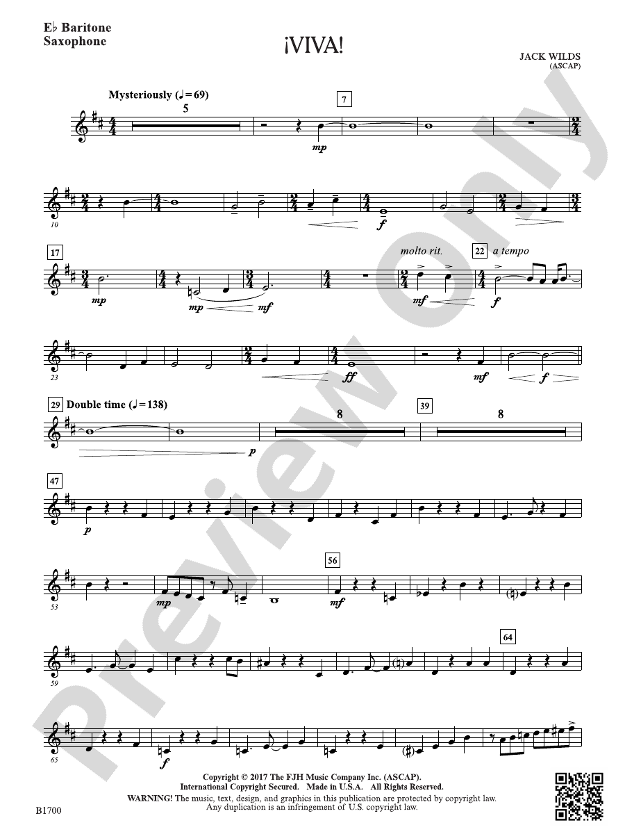 Viva!: E-flat Baritone Saxophone: E-flat Baritone Saxophone Part: Jack ...