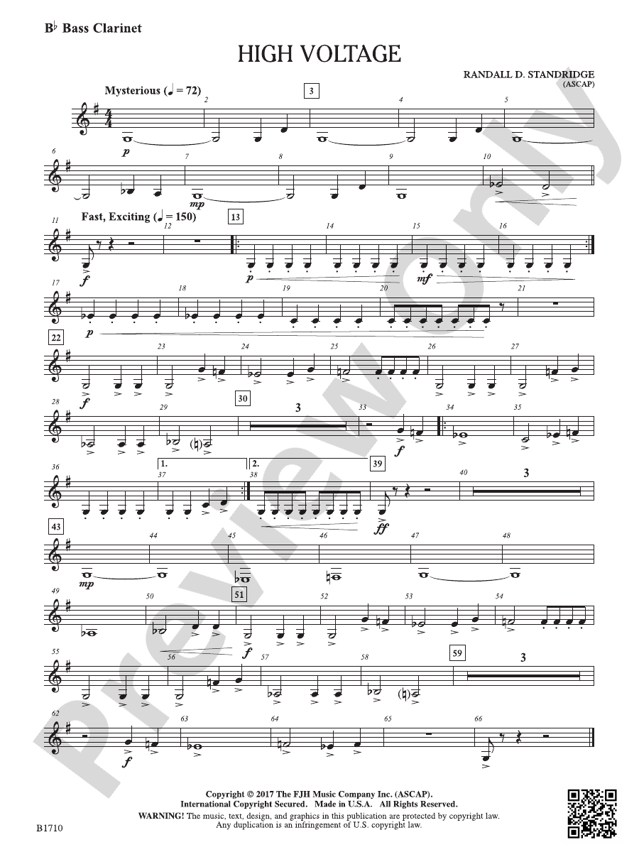 High Voltage: B-flat Bass Clarinet: B-flat Bass Clarinet Part: Randall ...