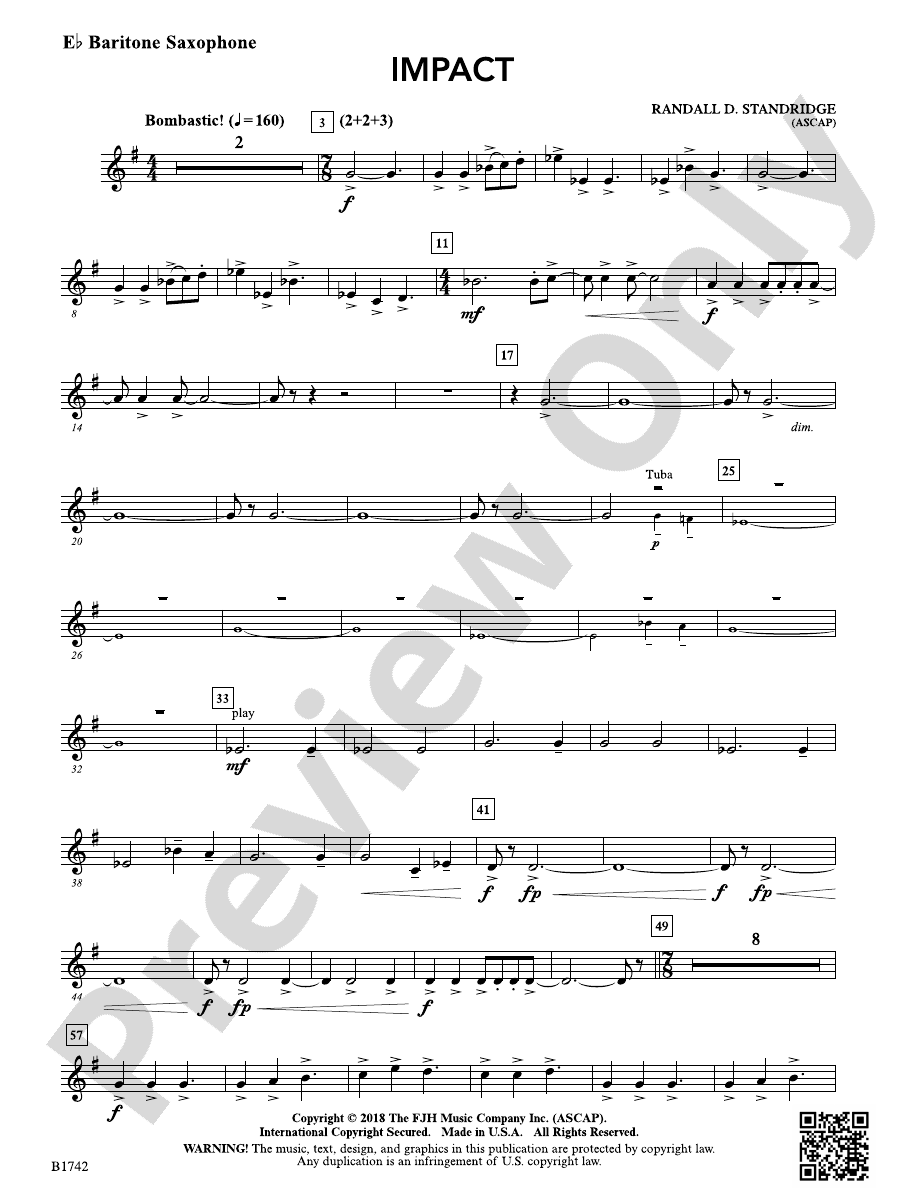 Impact: E-flat Baritone Saxophone: E-flat Baritone Saxophone Part ...