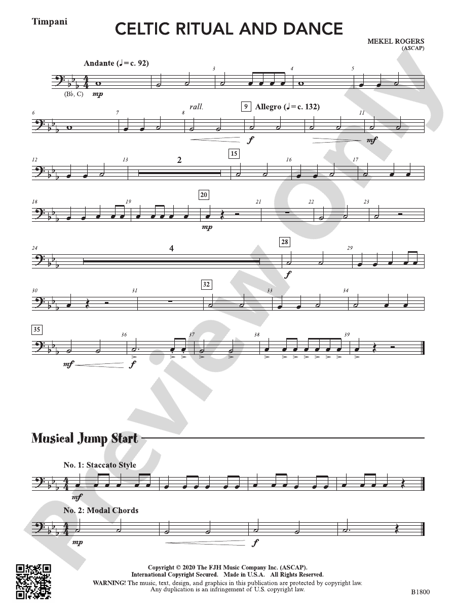 Celtic Ritual and Dance: Timpani: Timpani Part: Mekel Rogers - Digital Sheet Music Download