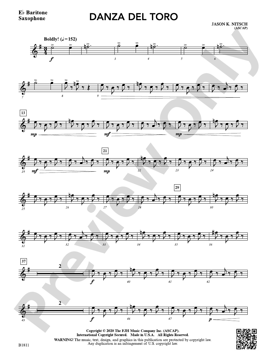 Danza del Toro: E-flat Baritone Saxophone: E-flat Baritone Saxophone ...