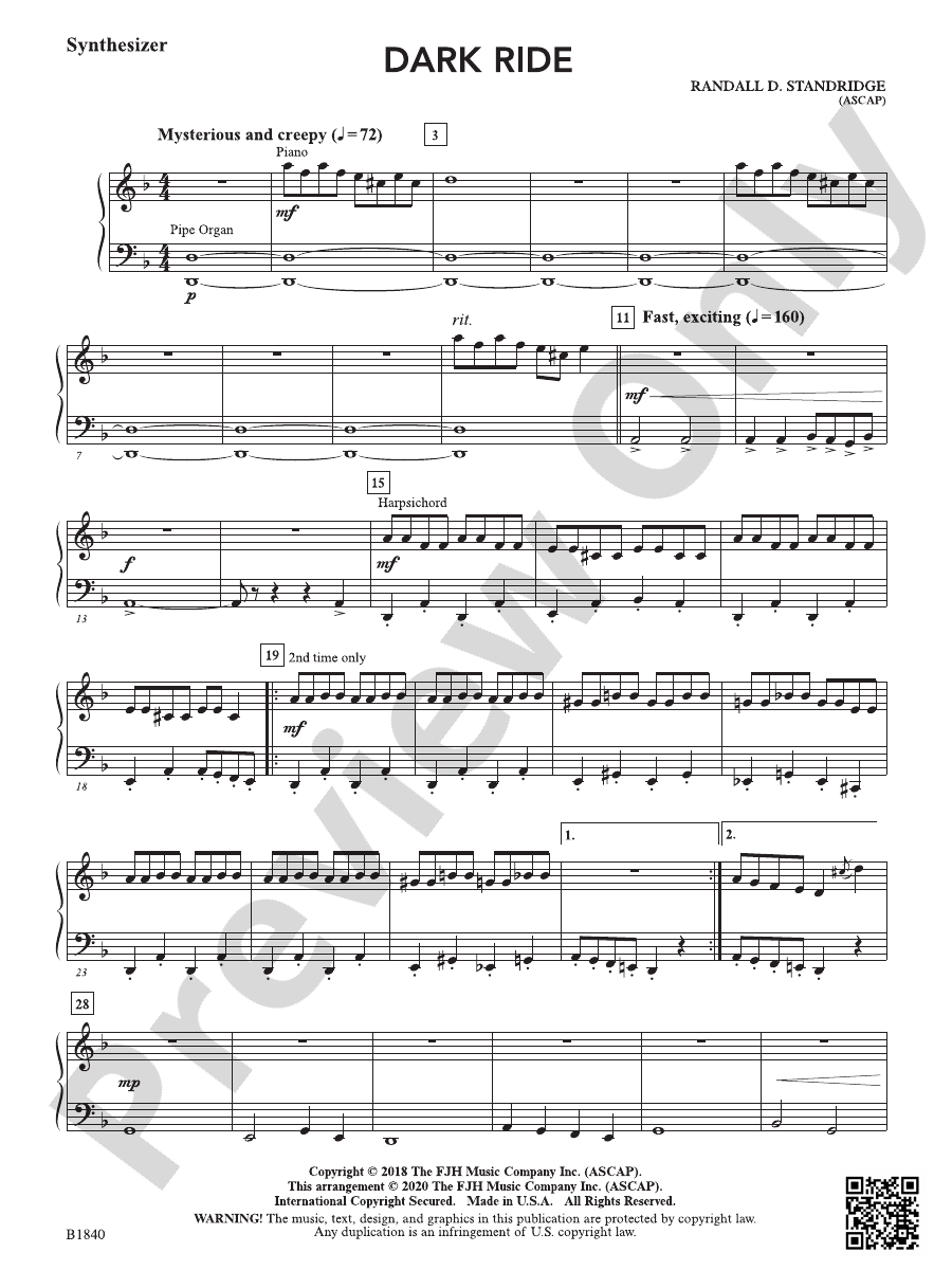 Dark Ride: Synthesizer: Synthesizer Part: Randall D. Standridge ...