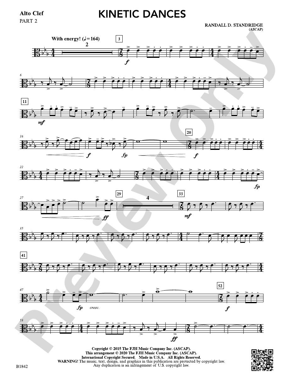 Kinetic Dances: Part 2 - Alto Clef: Part 2 - Alto Clef Part: Randall D ...