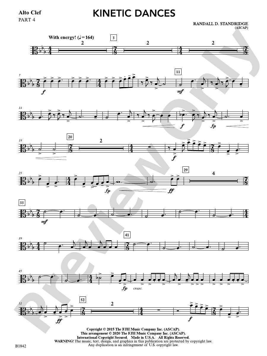 Kinetic Dances: Part 4 - Alto Clef: Part 4 - Alto Clef Part: Randall D ...