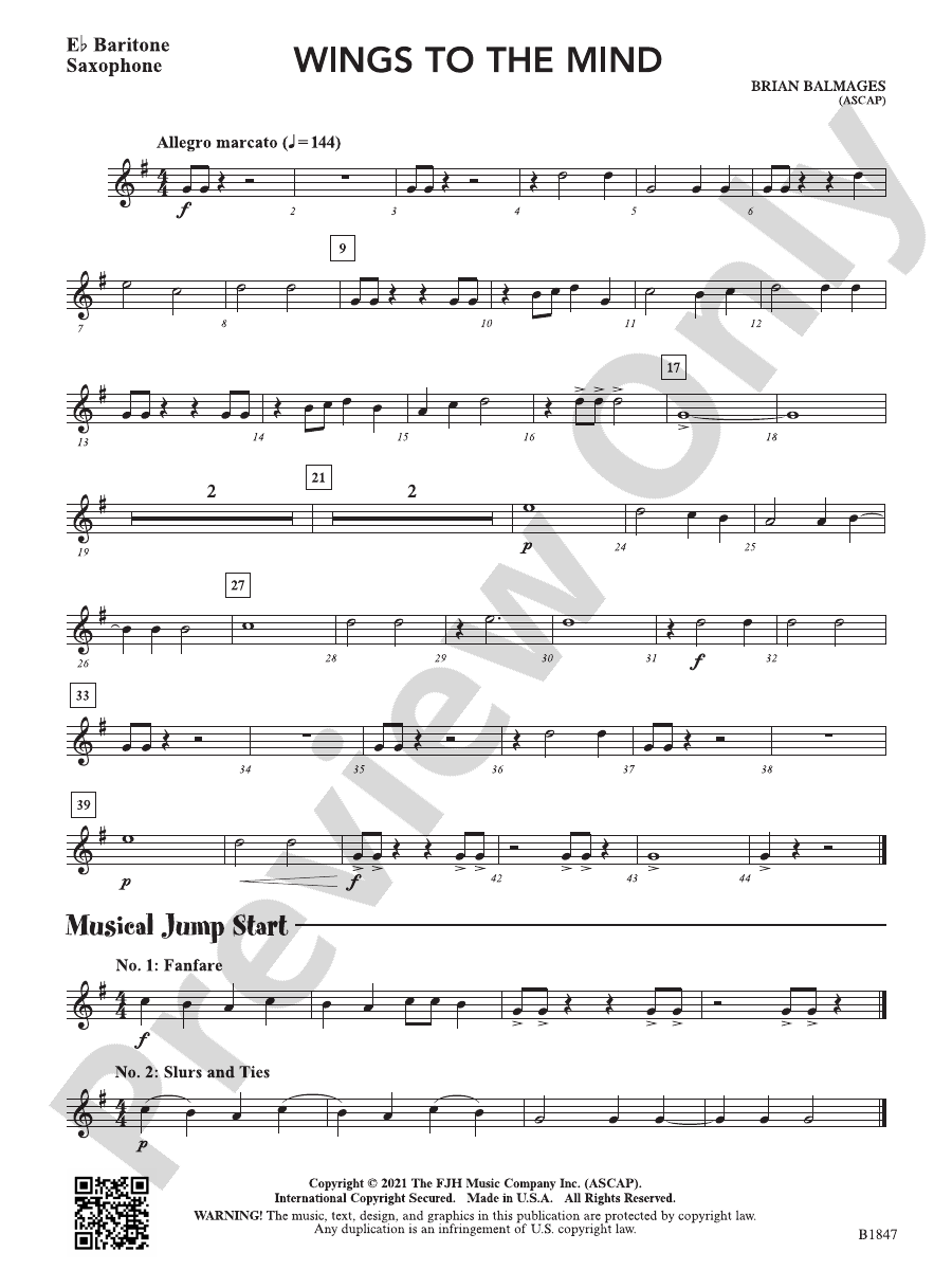 Wings to the Mind: E-flat Baritone Saxophone: E-flat Baritone Saxophone Part: Brian Balmages ...