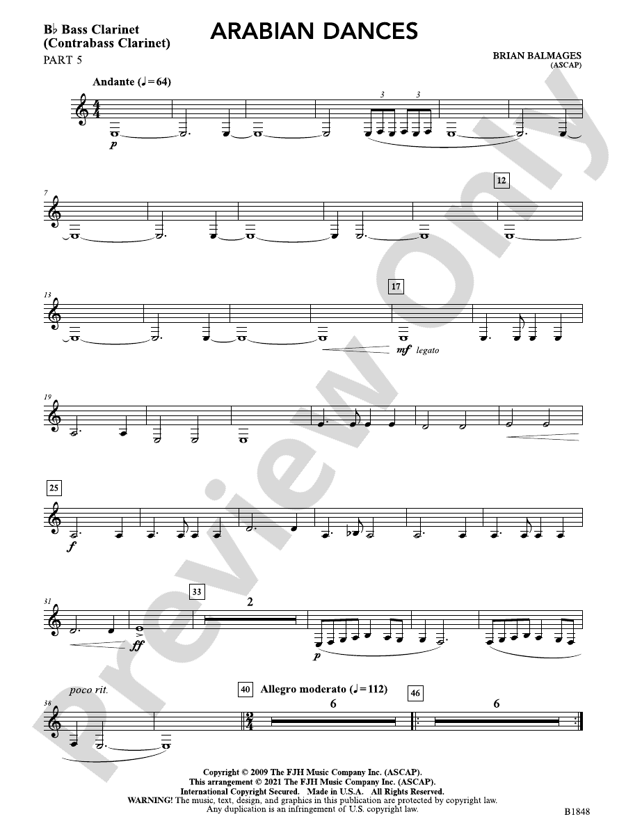 Arabian Dances: Part 5 - B-flat Bass Clarinet (Contrabass Clarinet ...