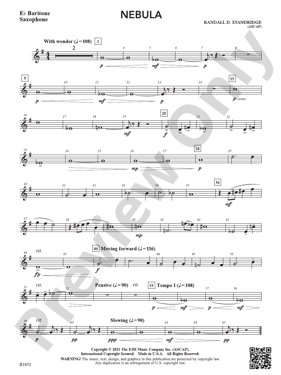 Nebula: E-flat Baritone Saxophone: E-flat Baritone Saxophone Part ...