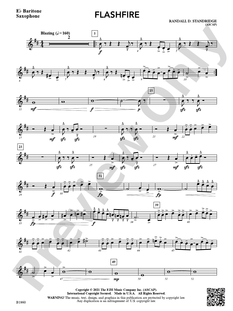Flashfire: E-flat Baritone Saxophone: E-flat Baritone Saxophone Part ...