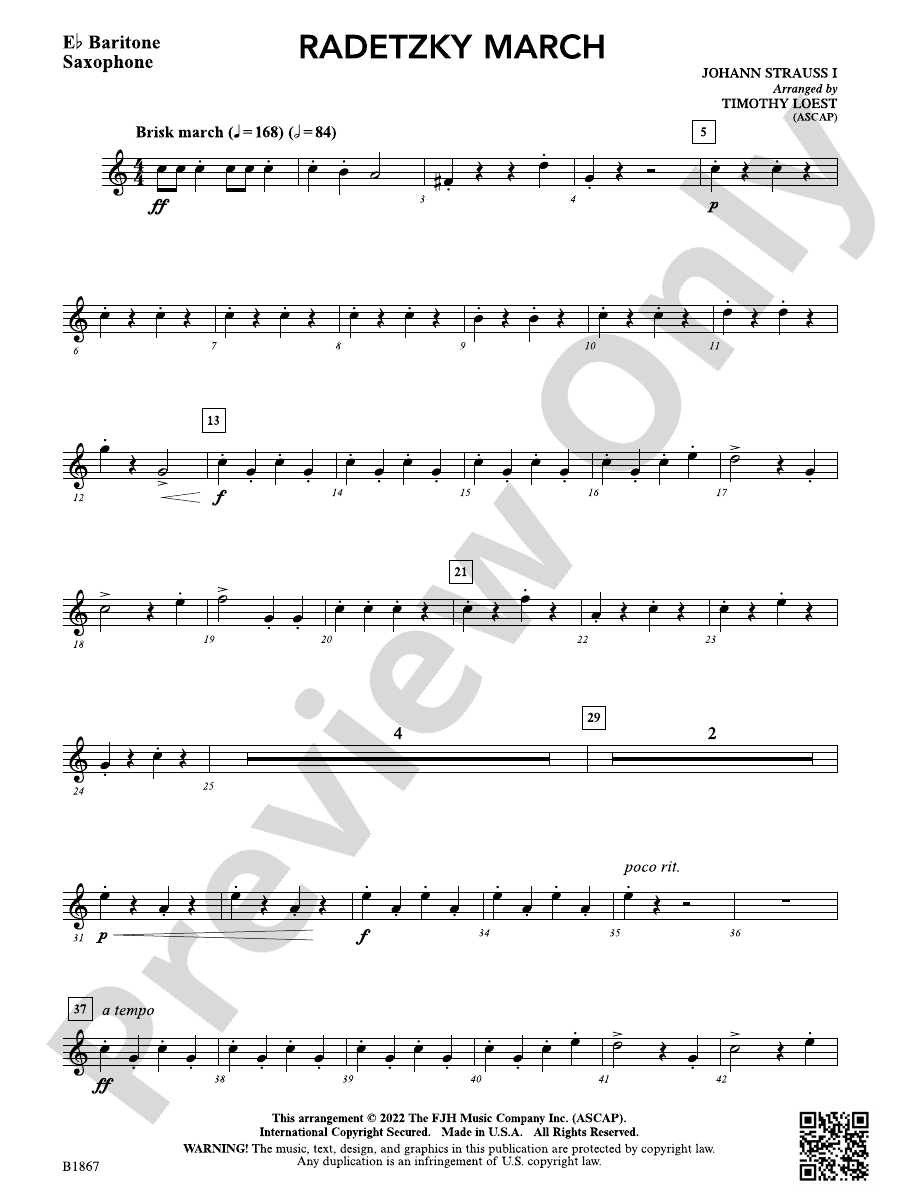Radetzky March: E-flat Baritone Saxophone: E-flat Baritone Saxophone ...
