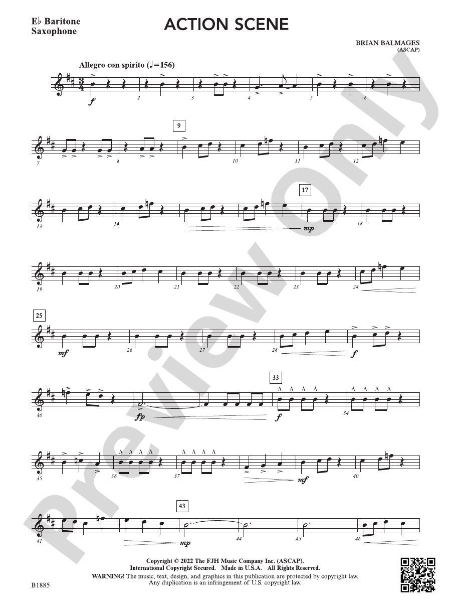 Action Scene: E-flat Baritone Saxophone: E-flat Baritone Saxophone Part: Brian Balmages ...