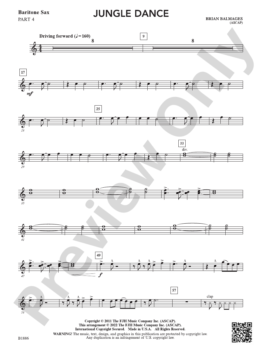 Jungle Dance: Part 4 - E-flat Baritone Sax (Alto Clarinet): Part 4 - E-flat Baritone Sax (Alto ...
