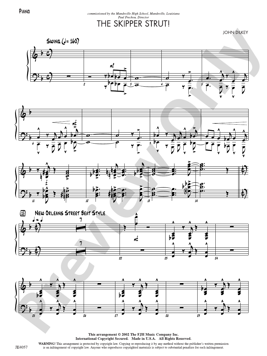 The Skipper Strut!: Piano: Piano Part: John Dilkey - Digital Sheet ...