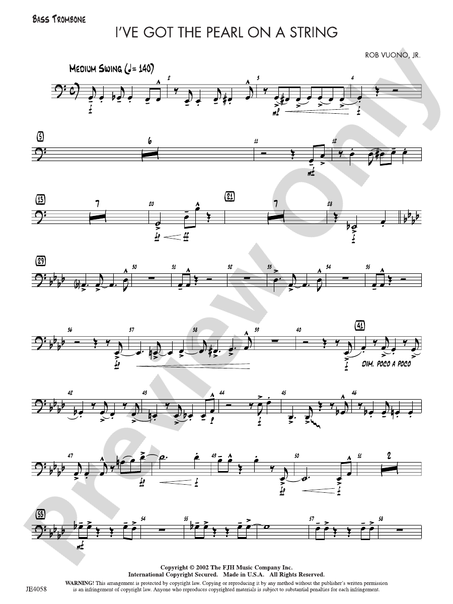 I've Got the Pearl on a String: Optional Bass Trombone: Optional Bass ...