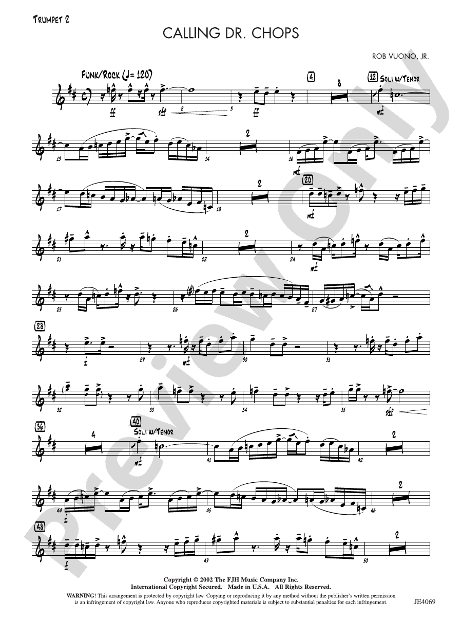 Calling Dr. Chops: Trumpet 2: Trumpet 2 Part: Rob Vuono Jr. - Digital ...