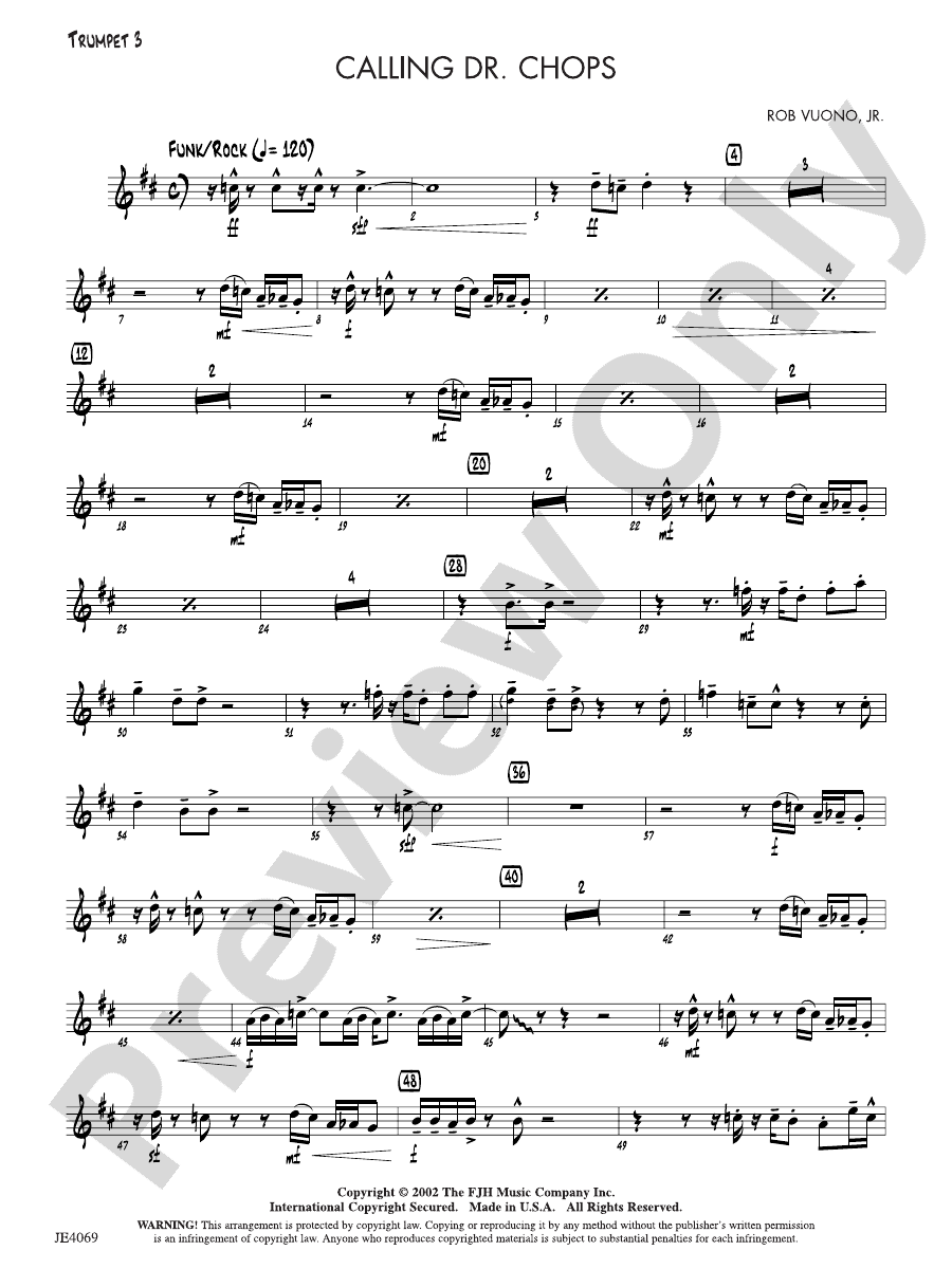 Calling Dr. Chops: Trumpet 3: Trumpet 3 Part: Rob Vuono Jr. - Digital ...