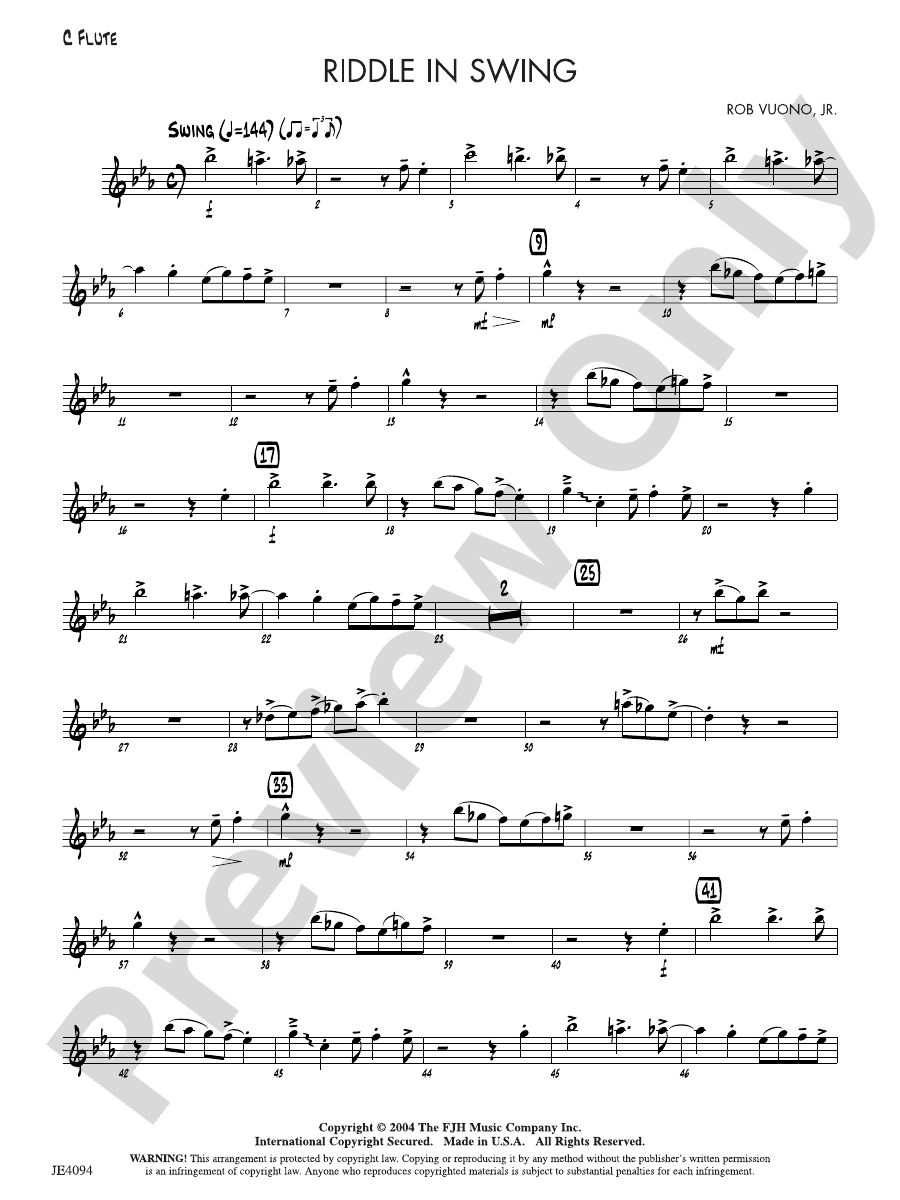 Riddle in Swing: C Flute (Alternate Part): C Flute (Alternate Part ...