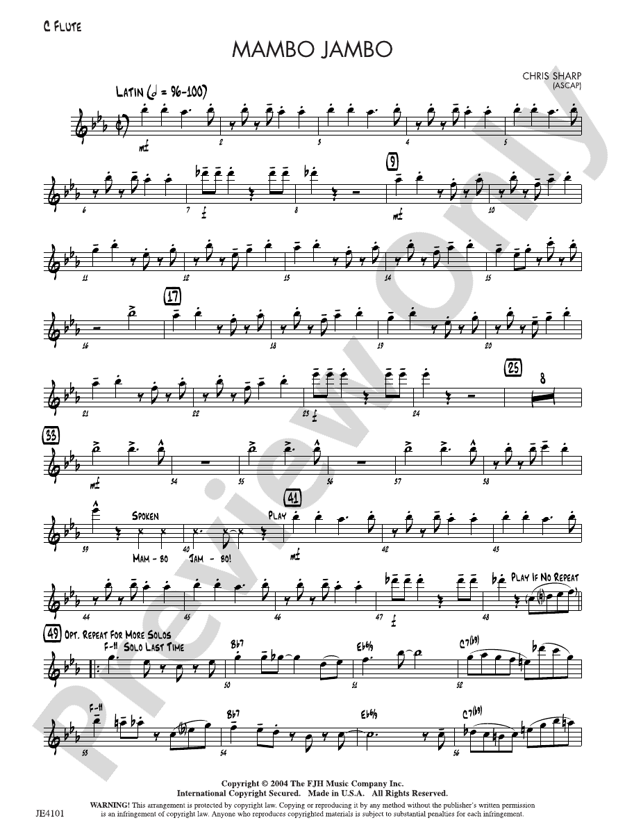 Mambo Jambo: C Flute (Alternate Part): C Flute (Alternate Part) Part: Chris Sharp - Digital ...