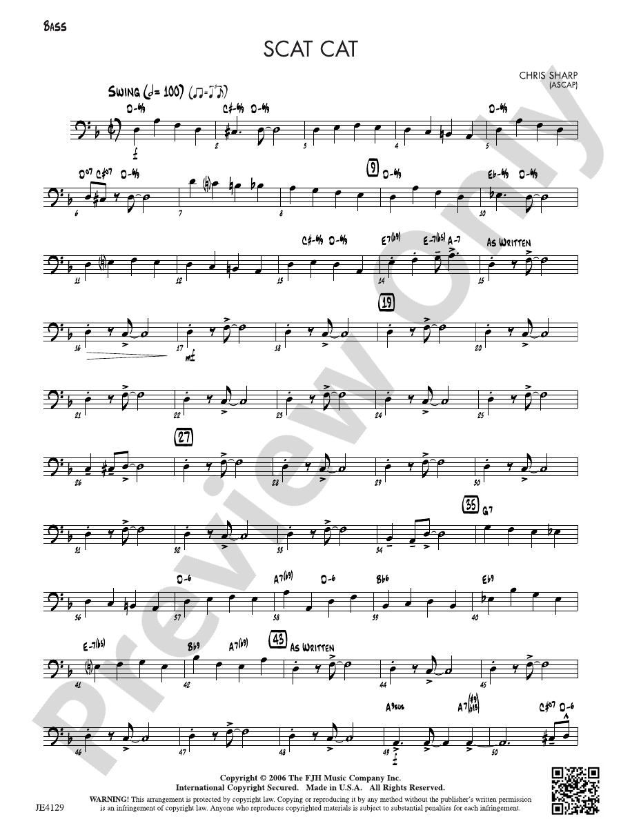Scat Cat: Bass: Bass Part: Chris Sharp - Digital Sheet Music Download