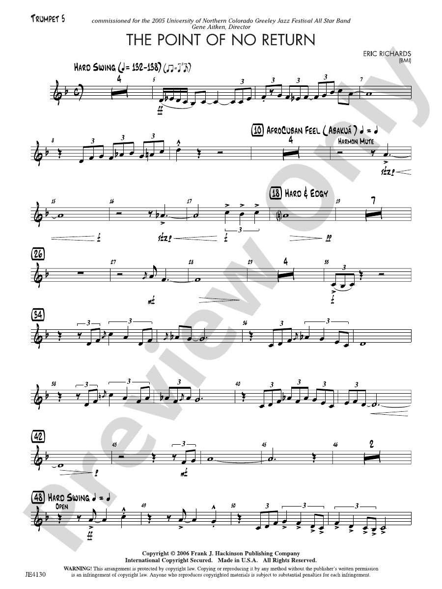 The Point of No Return: Trumpet 5 (opt.): Trumpet 5 (opt.) Part: Eric ...