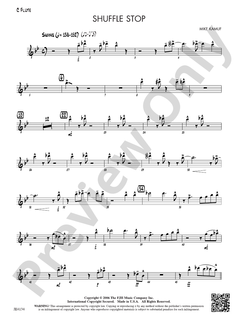 Shuffle Stop: Alternate C Flute: Alternate C Flute Part: Mike Kamuf ...