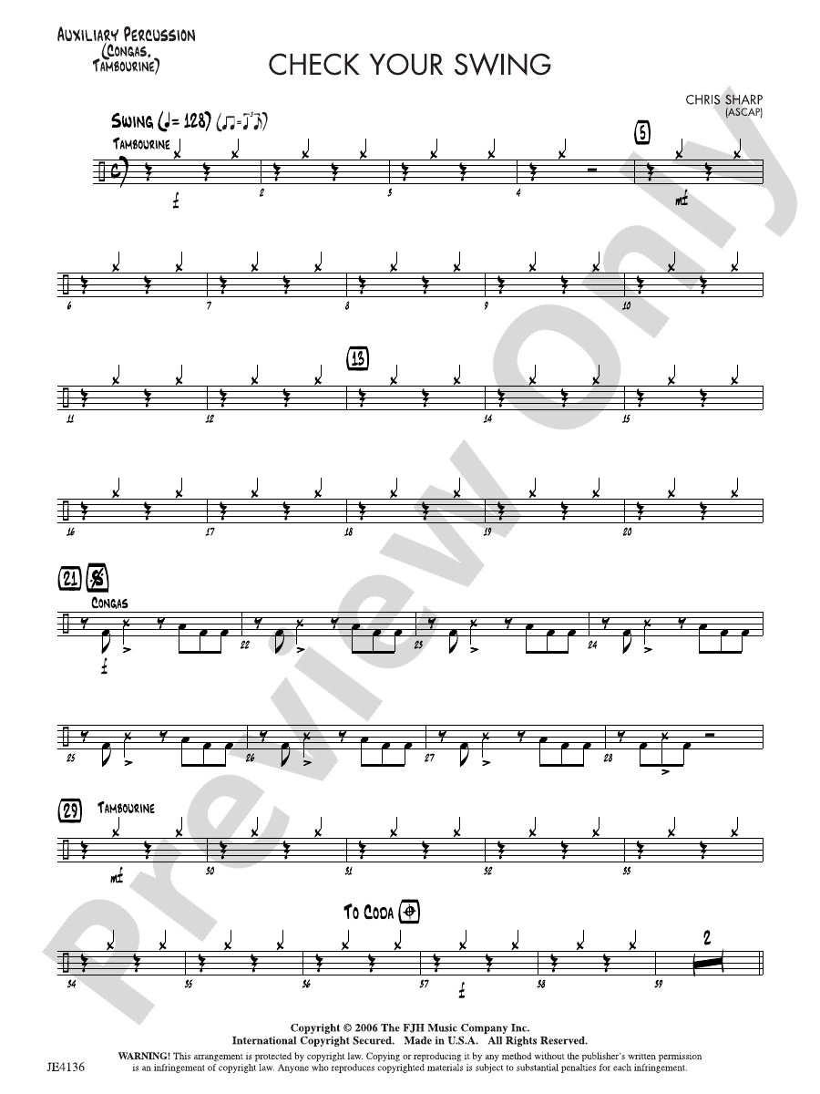 Check Your Swing: Opt. Auxiliary Percussion: Opt. Auxiliary Percussion ...
